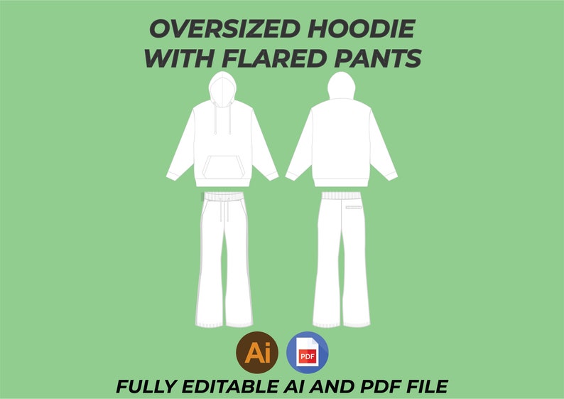 Custom Wearable Oversize Hoodie With Flared Joggers Pants Digital ...