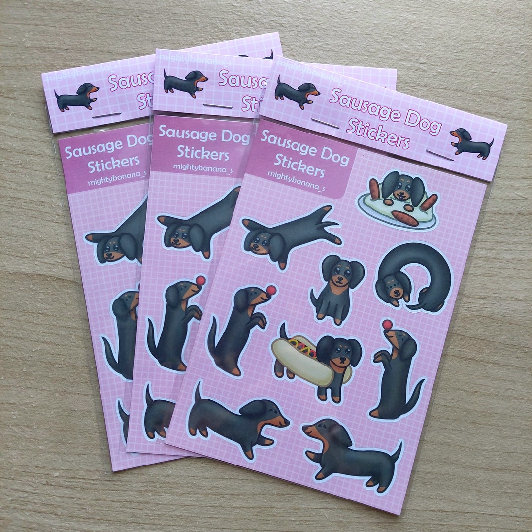 Sausage Dog Stickers Handmade Matte Kiss Cut A6 Sticker - Etsy