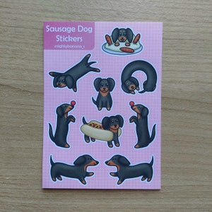 Sausage Dog Stickers | Handmade Matte Kiss Cut A6 Sticker Sheet - Etsy
