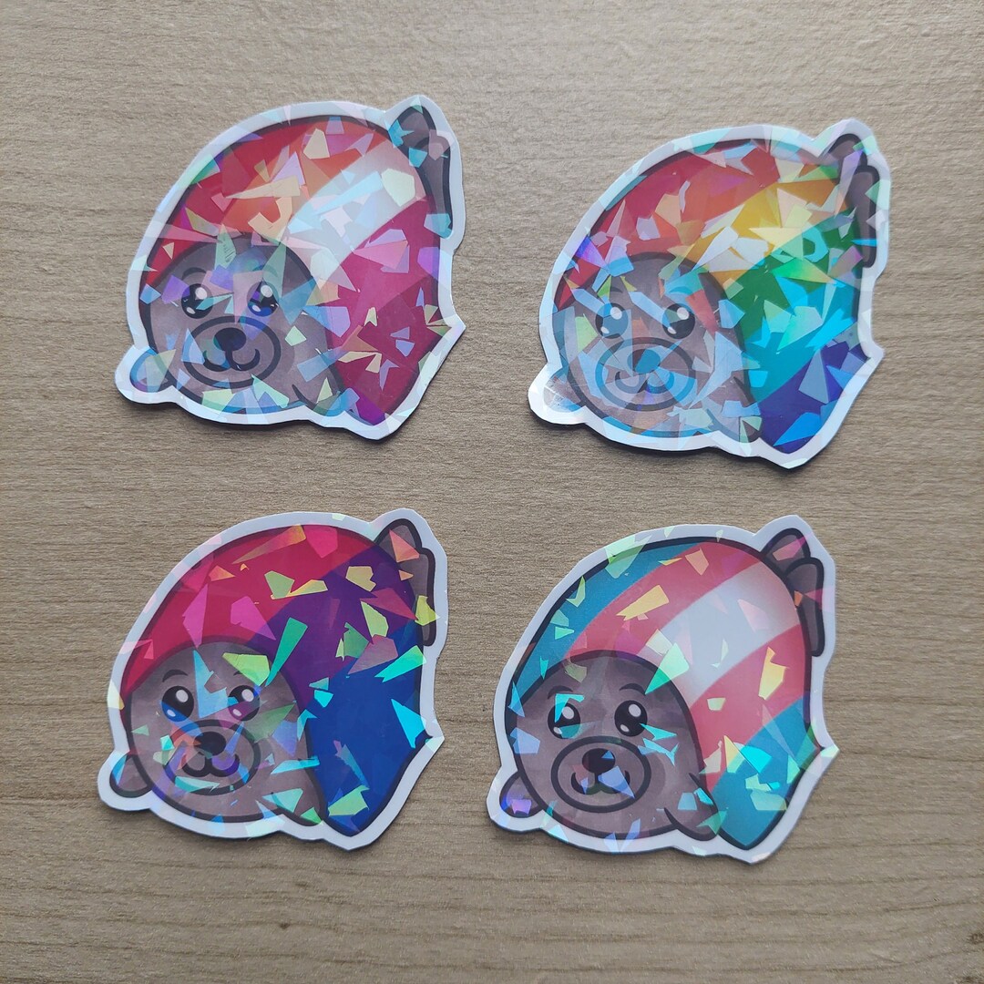 Seal Pride Flag Holographic Sticker | Crystal Patterned Holo Sticker - Etsy