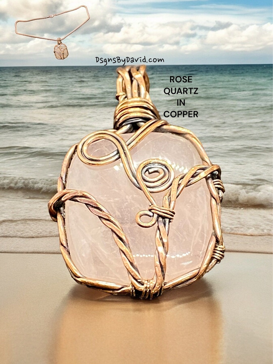 ROSE QUARTZ COPPER Pendant Necklace - Etsy