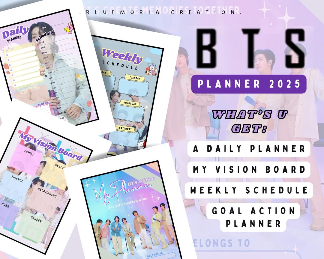 K-pop BTS Daily Schedule My Planner digital Version - Etsy