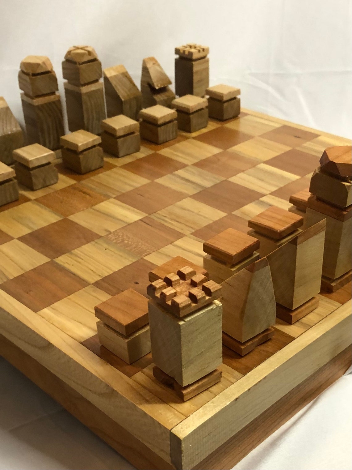 Chess/checker Set: Wooden Minimalistic - Etsy