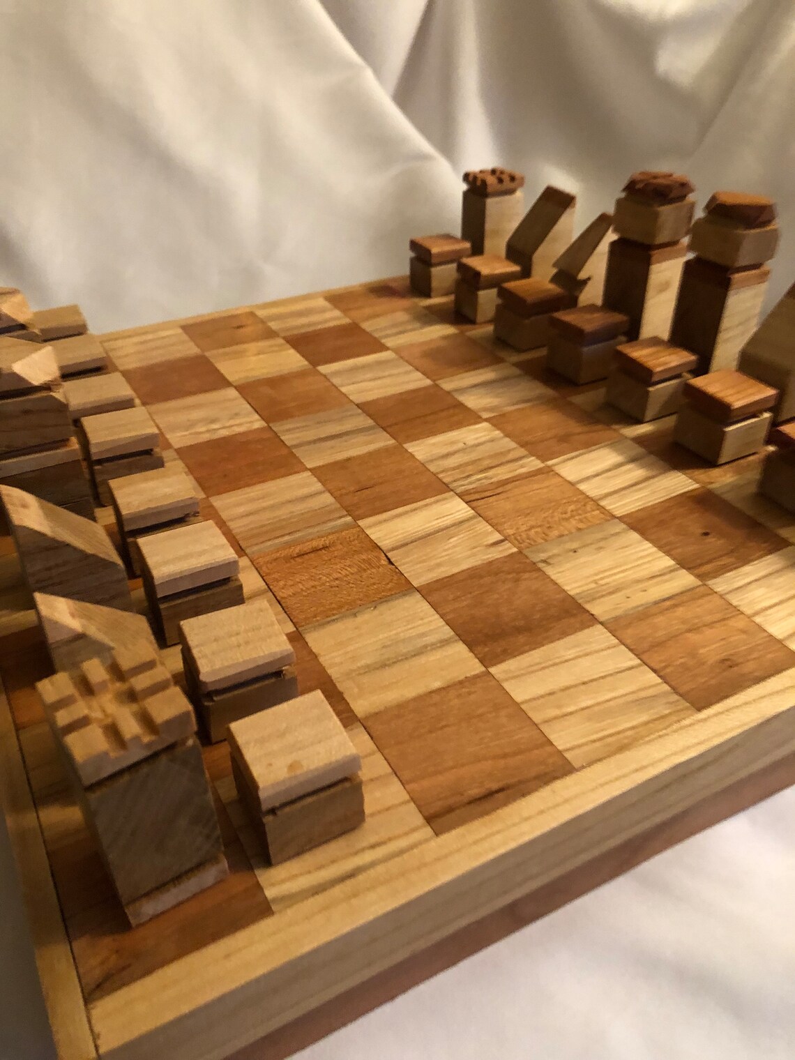 Chess/checker Set: Wooden Minimalistic - Etsy