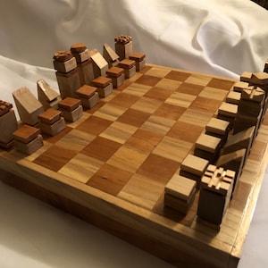 Chess/checker Set: Wooden Minimalistic - Etsy