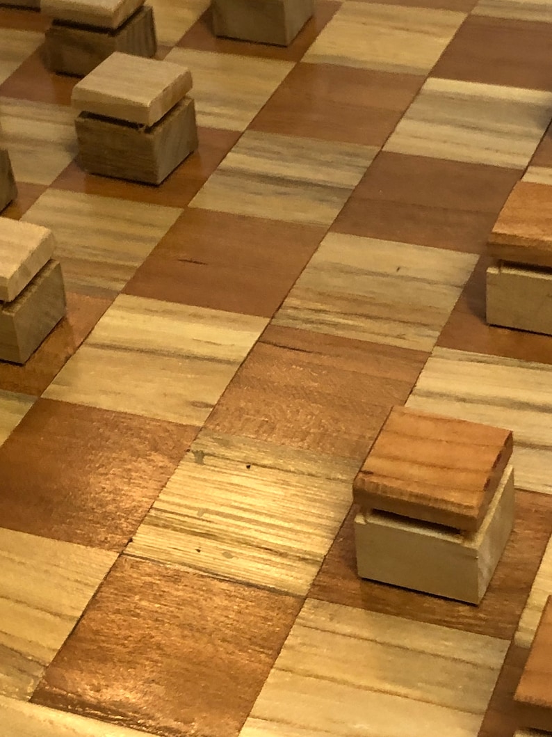 Chess/checker Set: Wooden Minimalistic - Etsy