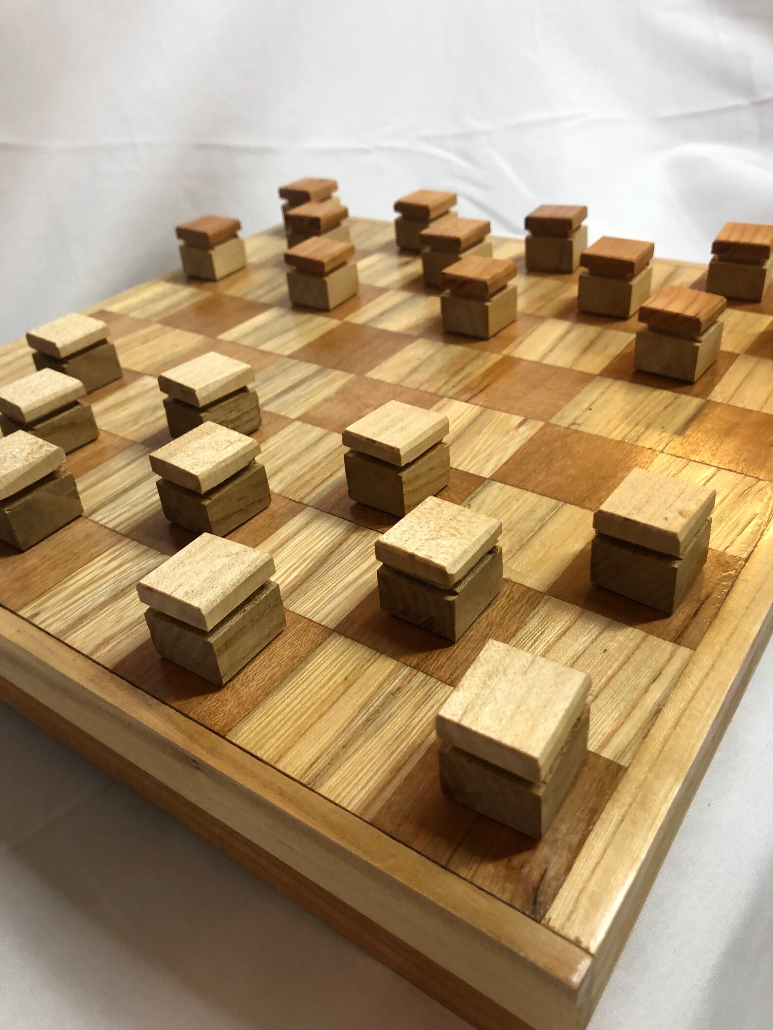 Chess/checker Set: Wooden Minimalistic - Etsy