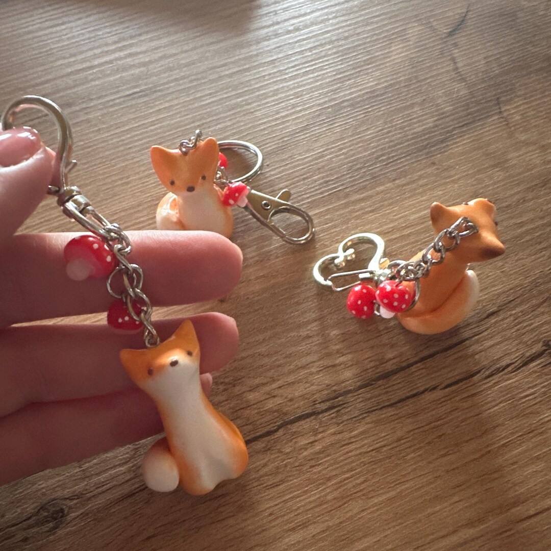 Fox Keychain, Arctic Fox night Sky, Cute Fox Pendant - Etsy
