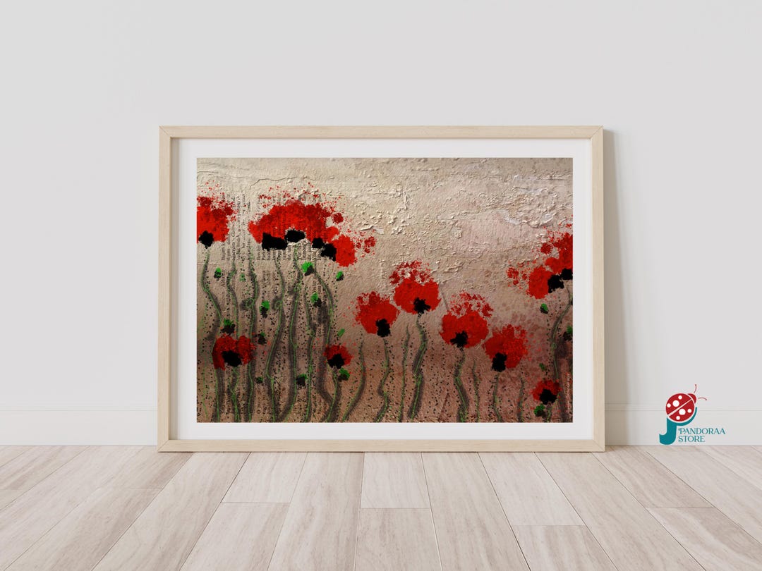 Poppy Modern Printable Wall Art | Red Poppies Wall Decor I Living Room ...