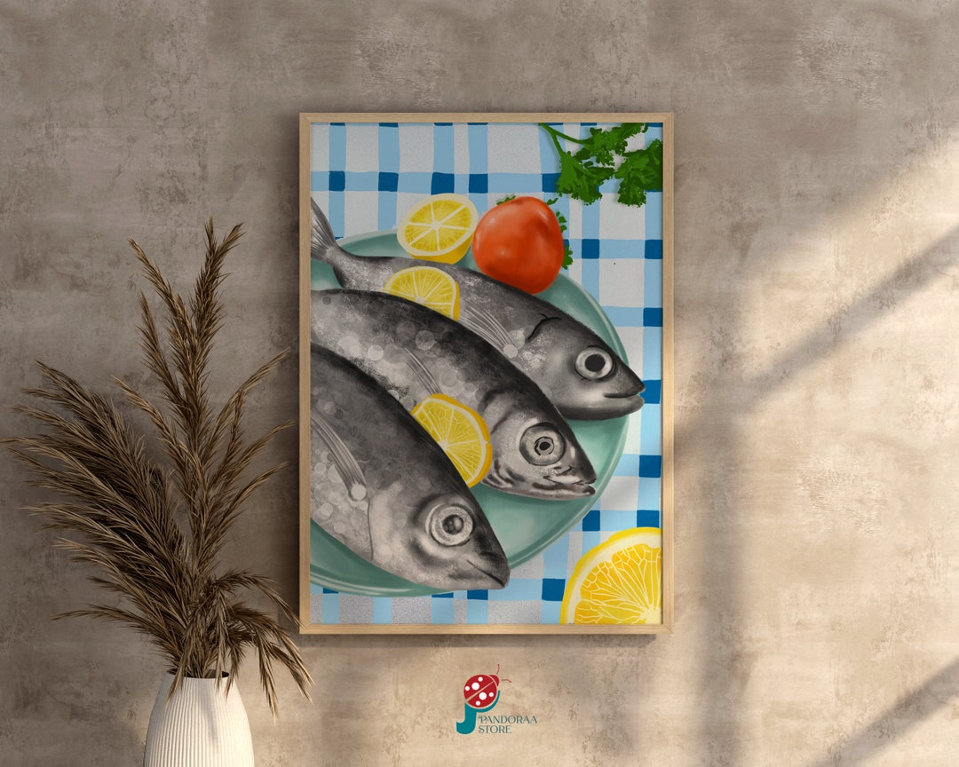 Seafood Printable Wall Art, Fish Restaurant Wall Decor, JPG Modern ...