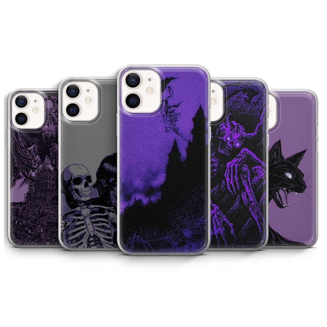Gothic Phone Case Dark Black Goth Aesthetic Purple Design Cover for ...