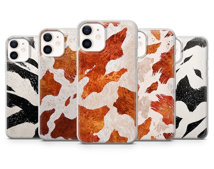 Western Style Hair on Cowhide Leather Phone Case Genuine Cowhide ...