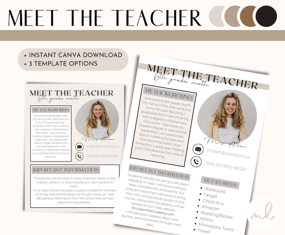 Meet the Teacher Editable Template / Meet the Teacher Middle School ...