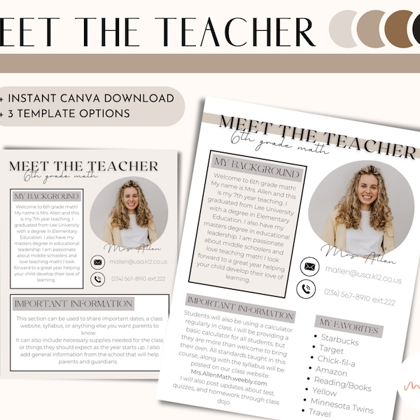 Middle School Meet the Teacher - Etsy