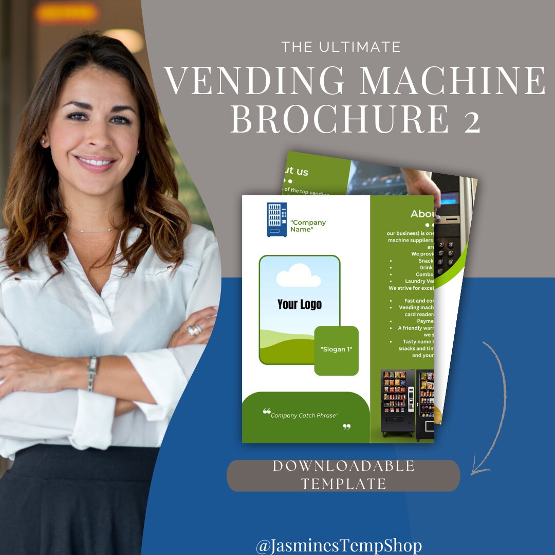 Vending Machine Business Brochure Green Canva Downloadable Template - Etsy