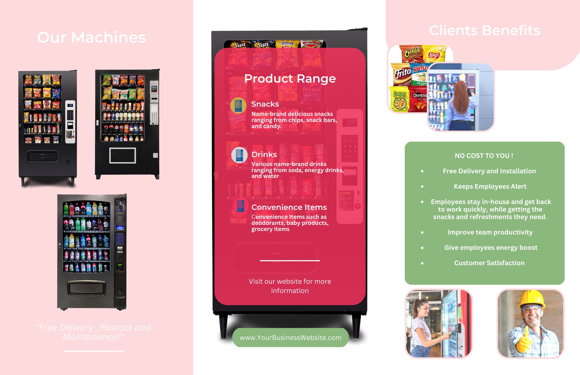Customizable Vending Machine Business Brochure Pink Canva Downloadable ...