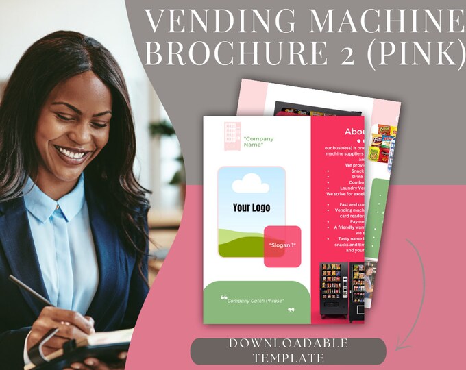 Customizable Vending Machine Business Brochure Pink Canva Downloadable ...