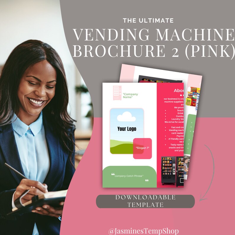 Customizable Vending Machine Business Brochure Pink Canva Downloadable ...