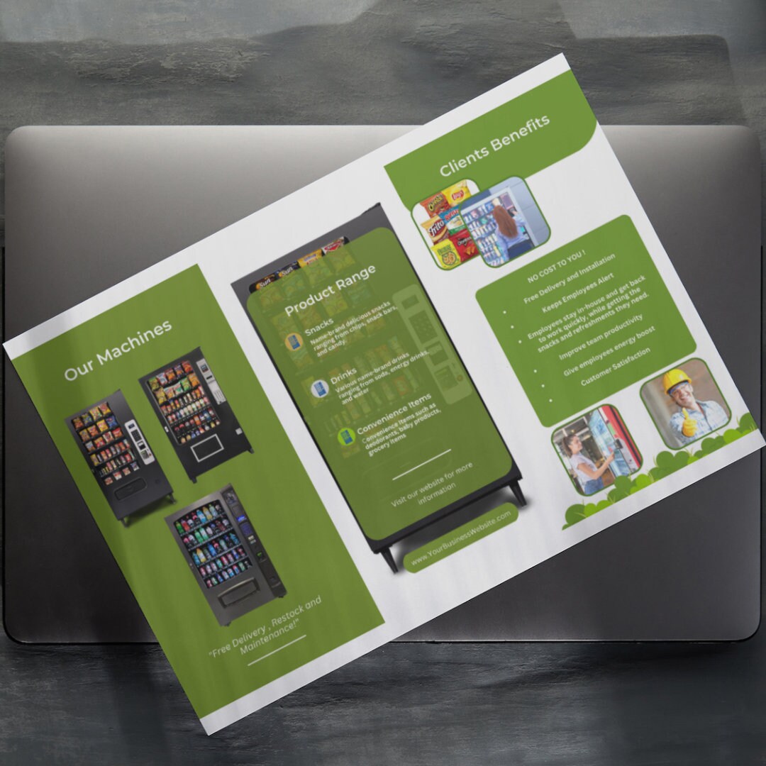 Vending Machine Business Brochure Green Canva Downloadable Template - Etsy