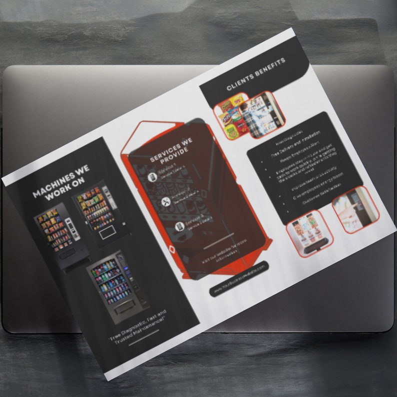 Customizable Vending Machine Business Cards and Brochure Template Red ...