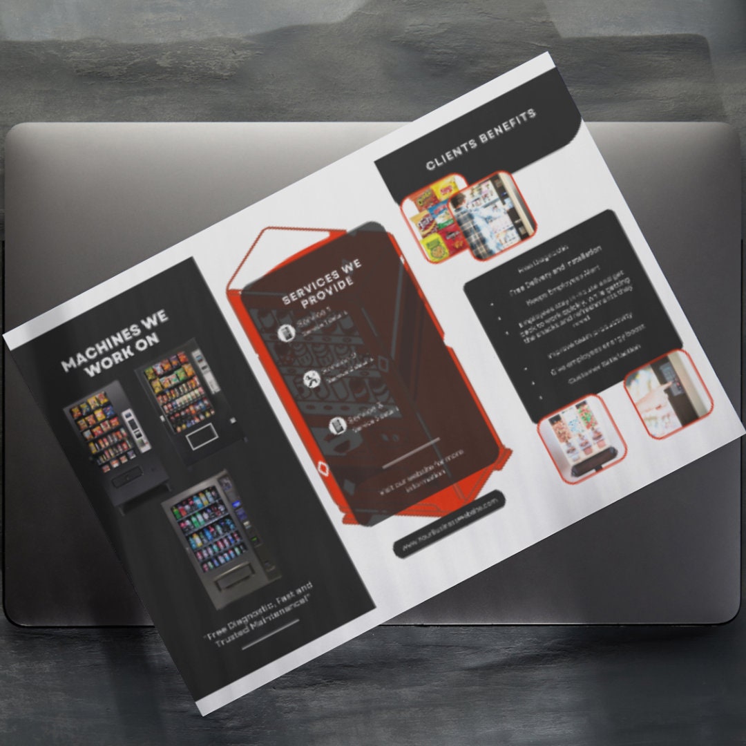 Customizable Vending Machine Business Cards and Brochure Template Red ...