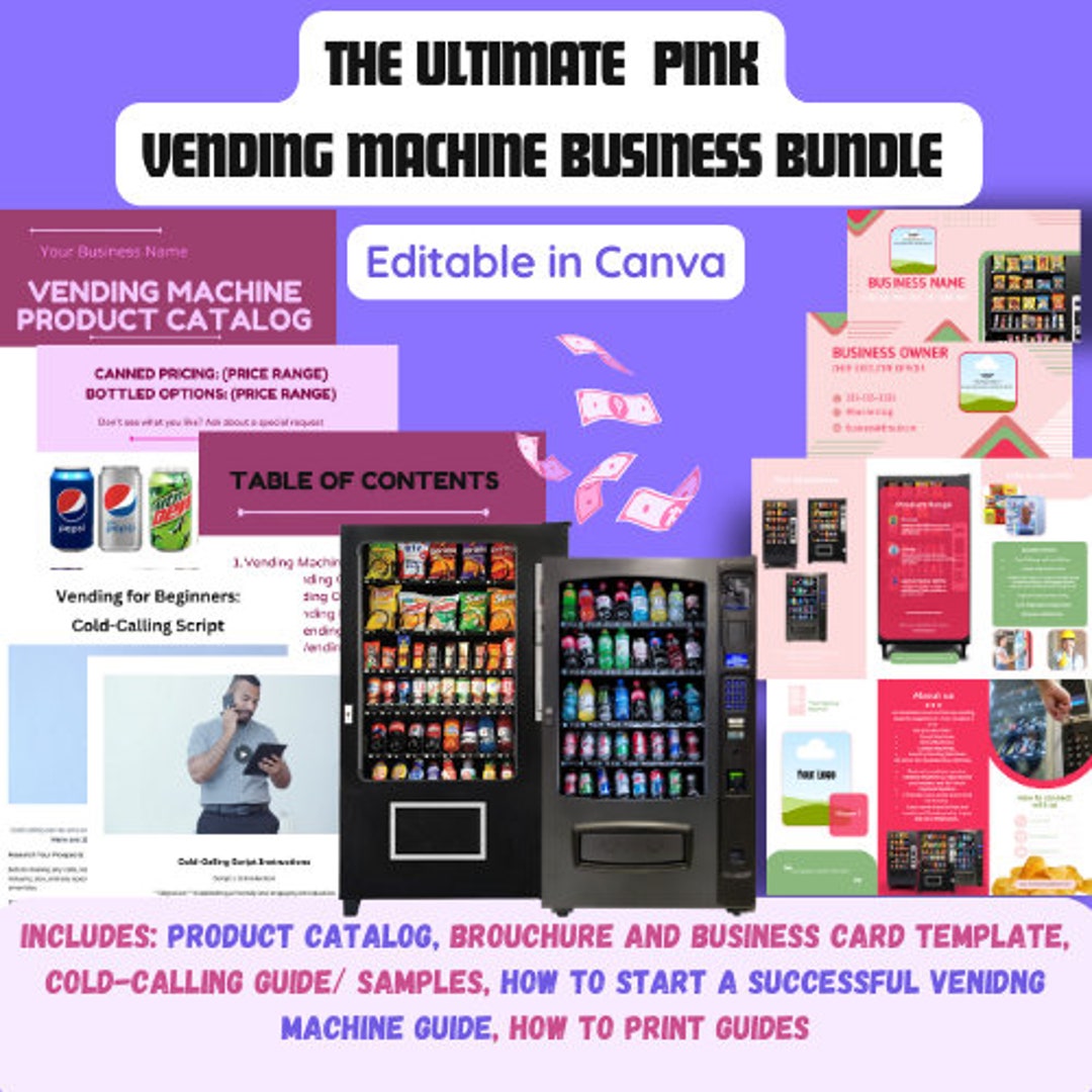 Customizable Vending Machine Marketing Bundle Cold Calling Guide| Vending Business Card ...