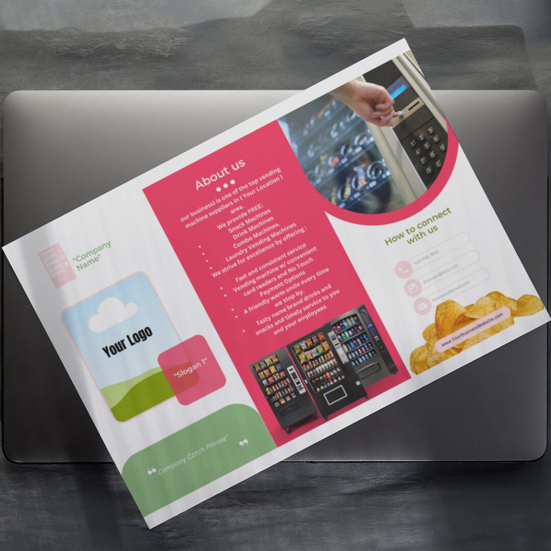Customizable Vending Machine Business Brochure Pink Canva Downloadable ...