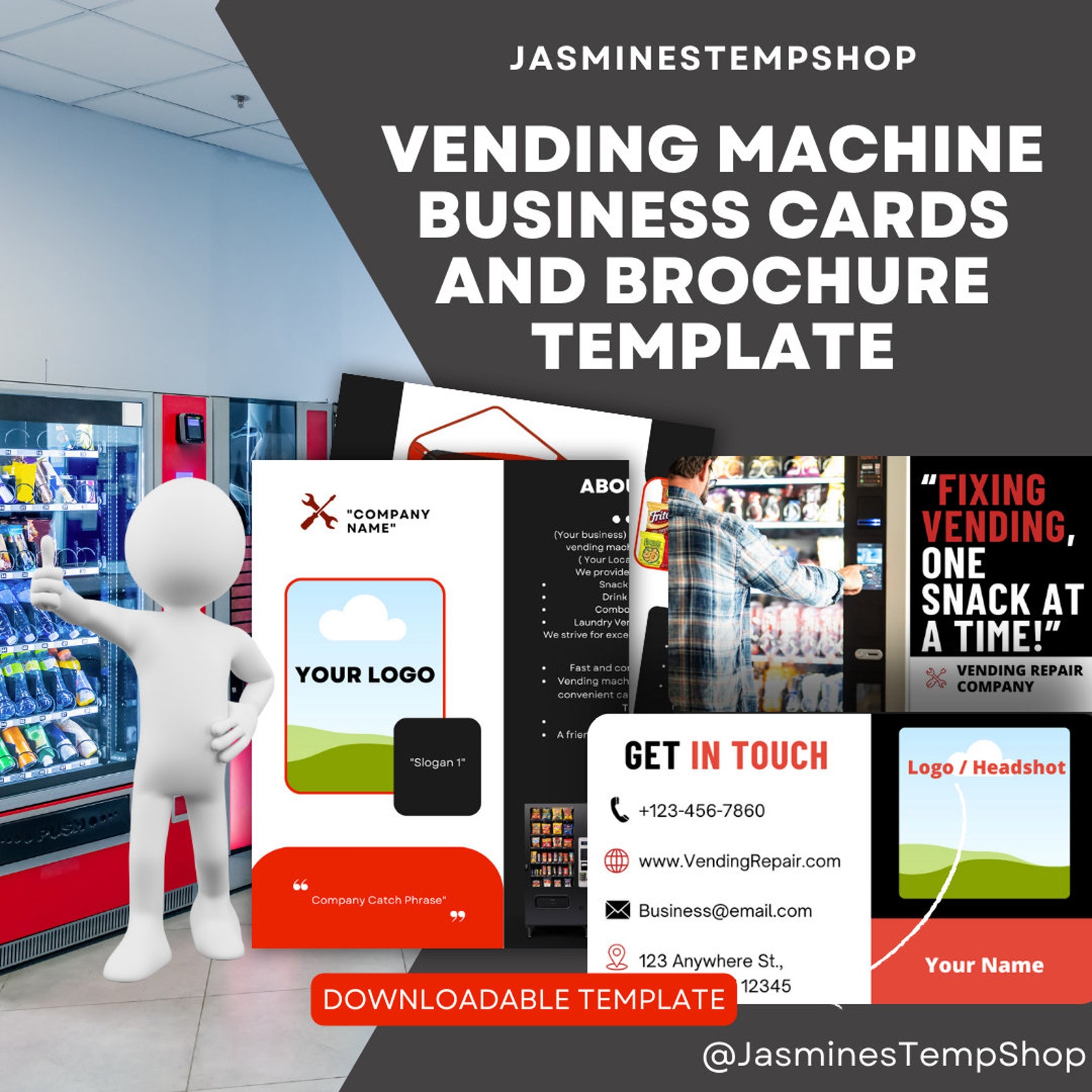Customizable Vending Machine Business Cards and Brochure Template Red - Etsy
