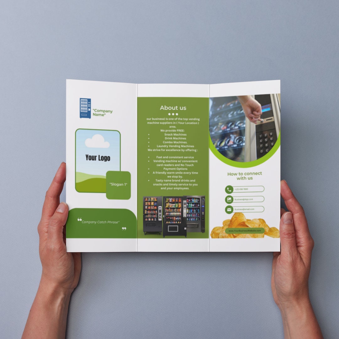 Vending Machine Business Brochure Green Canva Downloadable Template - Etsy