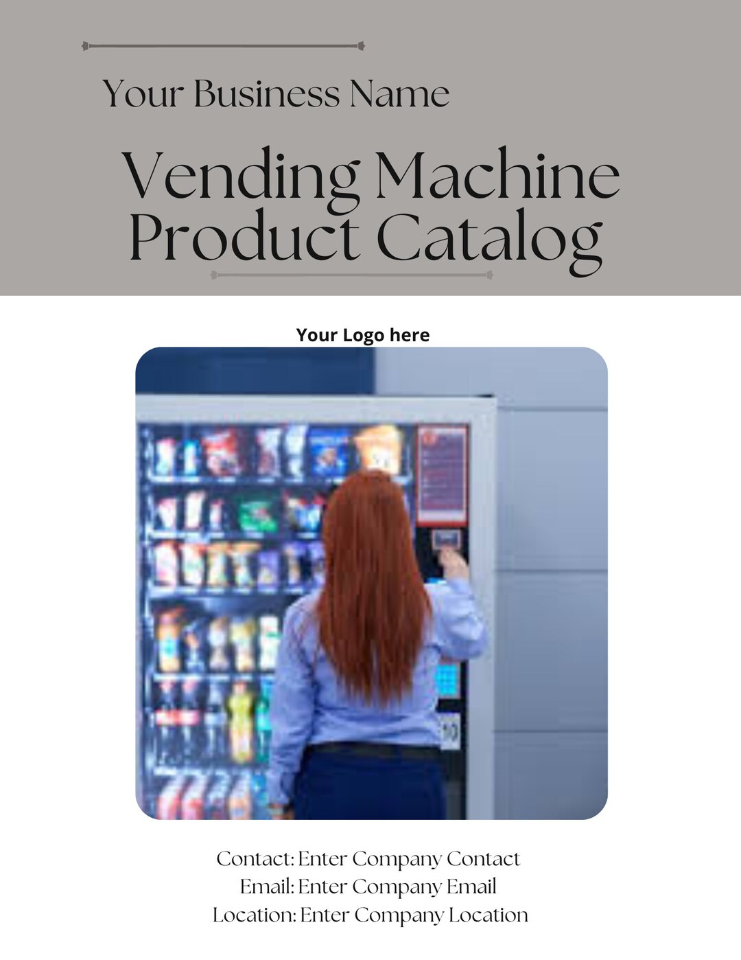 Grey Vending Machine Product Catalog Canva Editable Template - Etsy