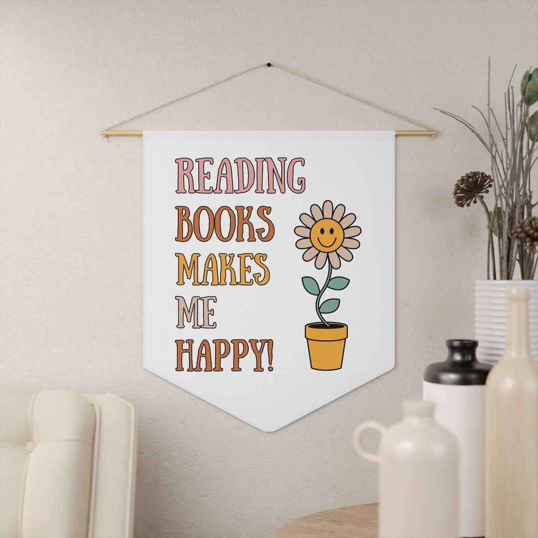 Reading Books Makes Me Happy Retro Pennant Classroom Decor Back to ...