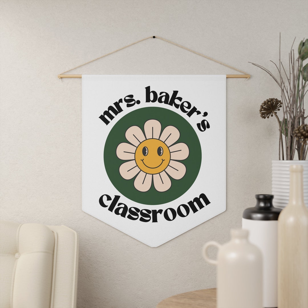 Personalized Teacher Groovy Door Hanger Classroom Banner Back to School ...