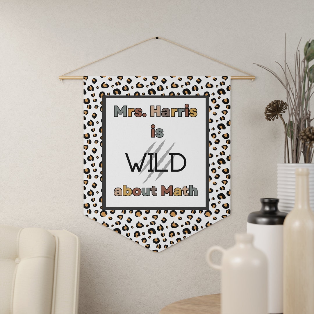 Personalized Math Teacher Leopard Door Hanger Classroom Banner Back to ...