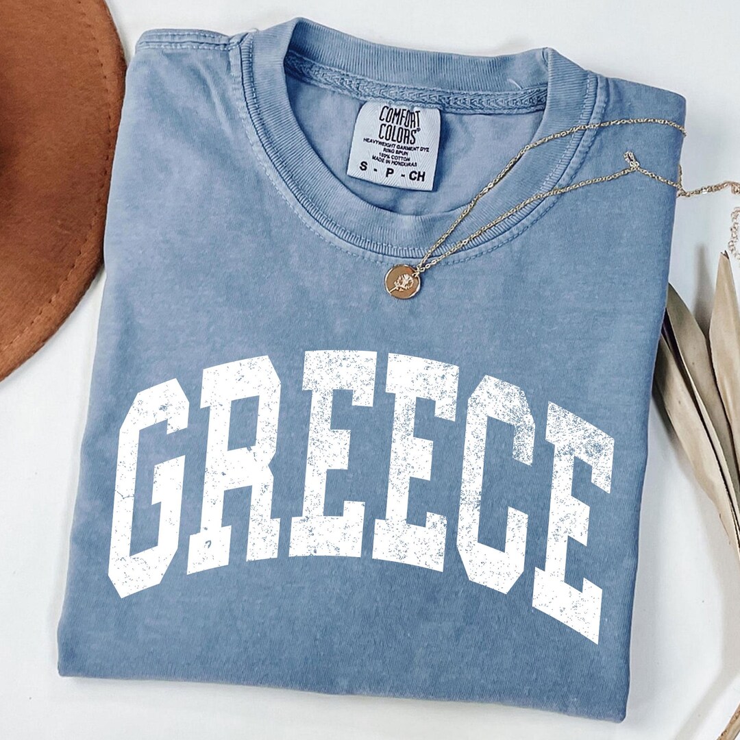 Greece Varsity T-shirt, Greek Travel Tee, Summer Vacation Top - Etsy