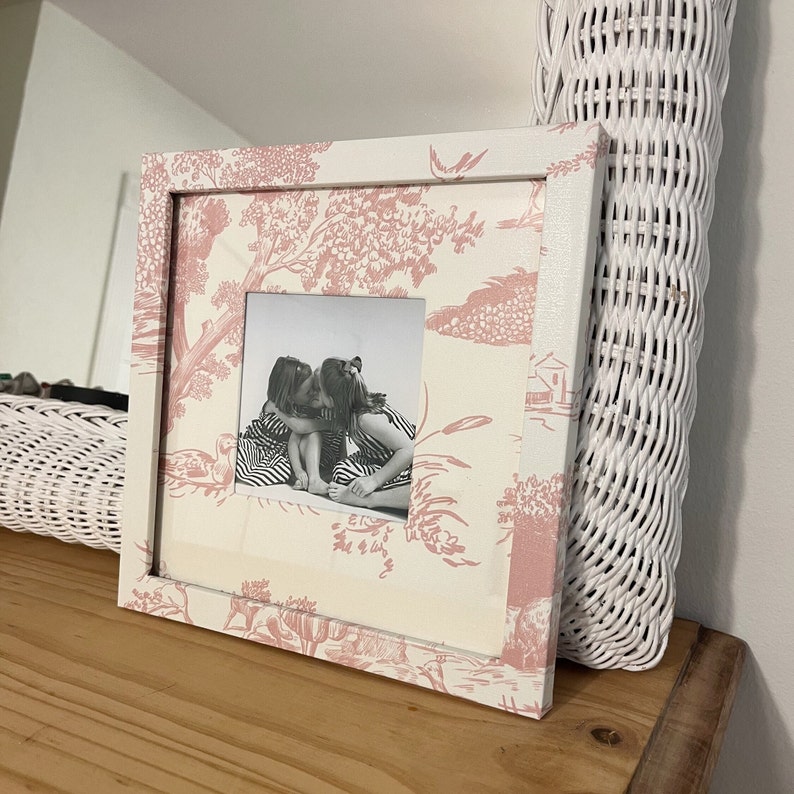 Pink Toile Paper Wrapped Picture Frame and Mat - Etsy