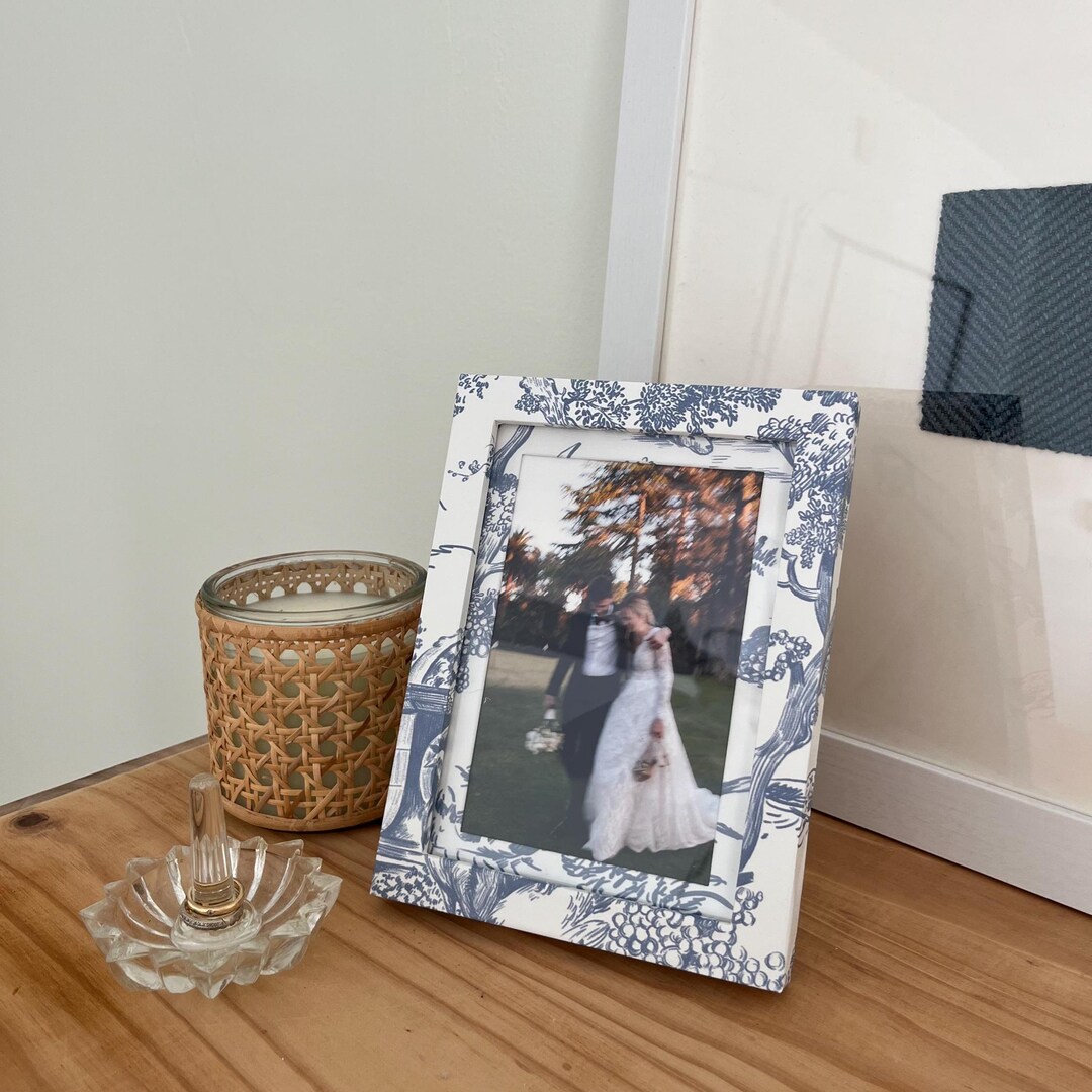 Blue Toile Paper Wrapped Picture Frame and Mat - Etsy