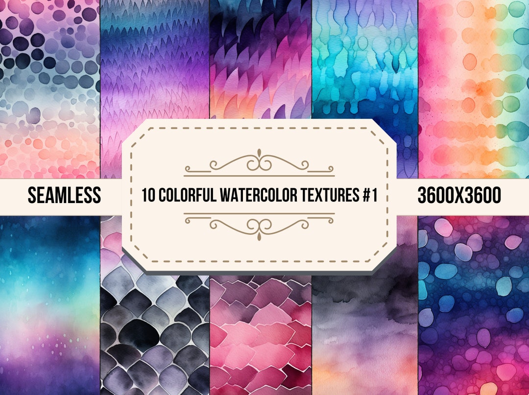 Colorful Watercolor Digital Textures #1, Watercolor Paper, Watercolor ...