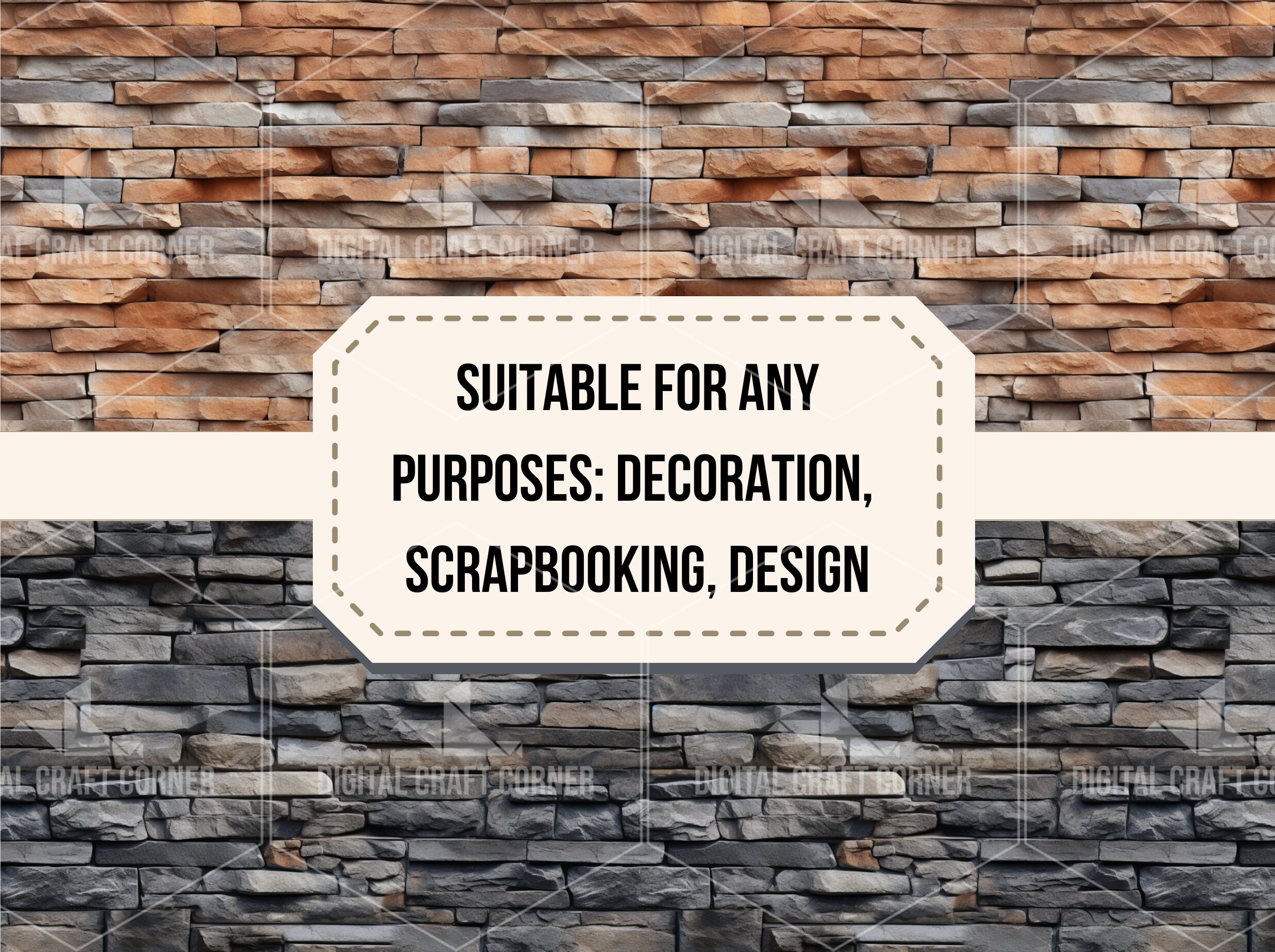 Stacked Stone Seamless Digital Texture, Stacked Stone Wallpaper, Veneer ...