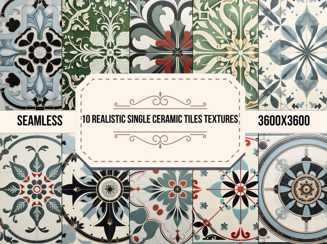 Realistic Single Ceramic Tiles Digital Textures #1, Seamless Ceramic ...