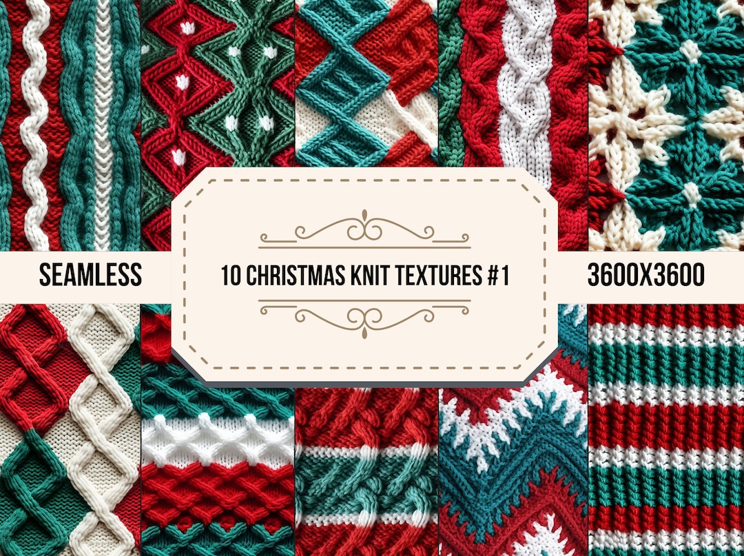 Christmas Sweater Knitted Textures Pack #1, Christmas Knit Digital ...