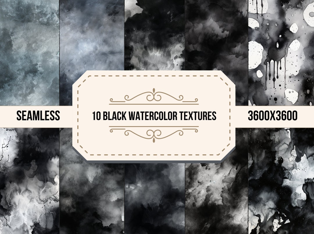Black Watercolor Digital Textures, Black Watercolor Paper, Watercolor ...