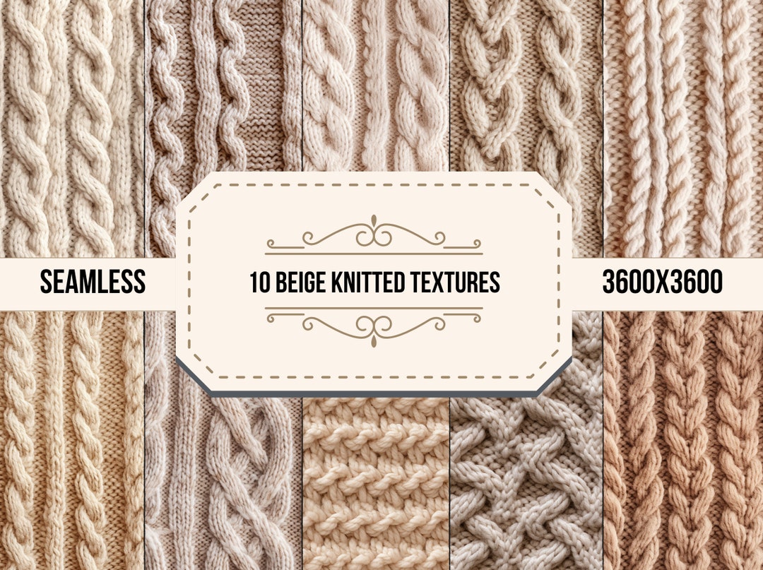 Light Beige Knitted Texture Digital Paper Pack, Cozy Sweater Digital ...