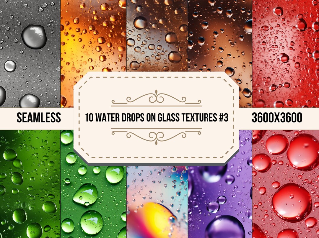 Water Drops Textures Digital Paper Pack #3, Raindrops Digital Texture ...
