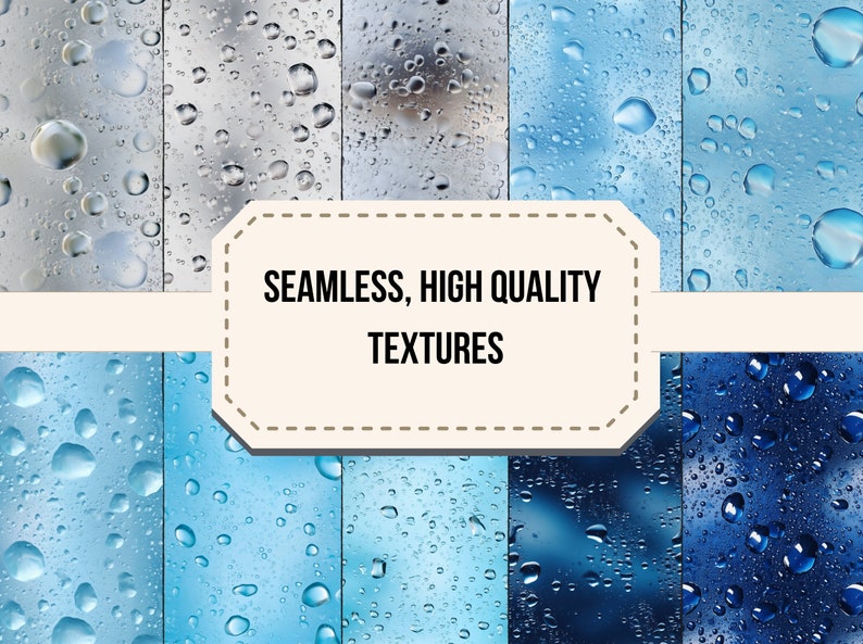 50 Water Drops Textures Digital Paper Pack, Raindrops Digital Texture ...