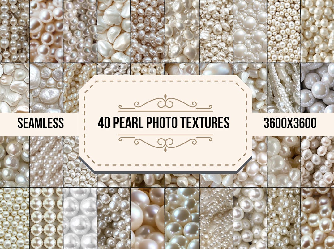 50 Pearls Seamless Digital Patterns Pack, Pearl Gemstone Realistic ...