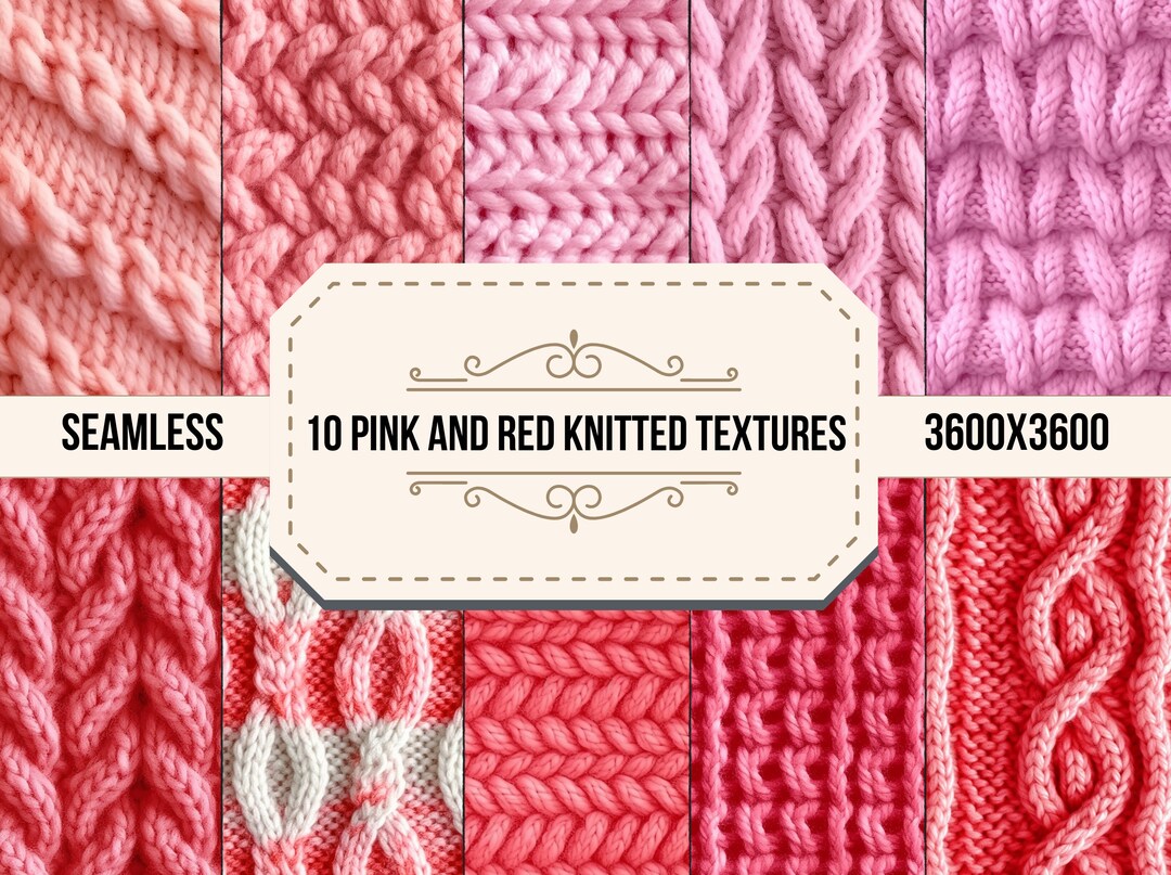 Red and Pink Knitted Texture Digital Paper Pack, 3d Seamless Patterns ...