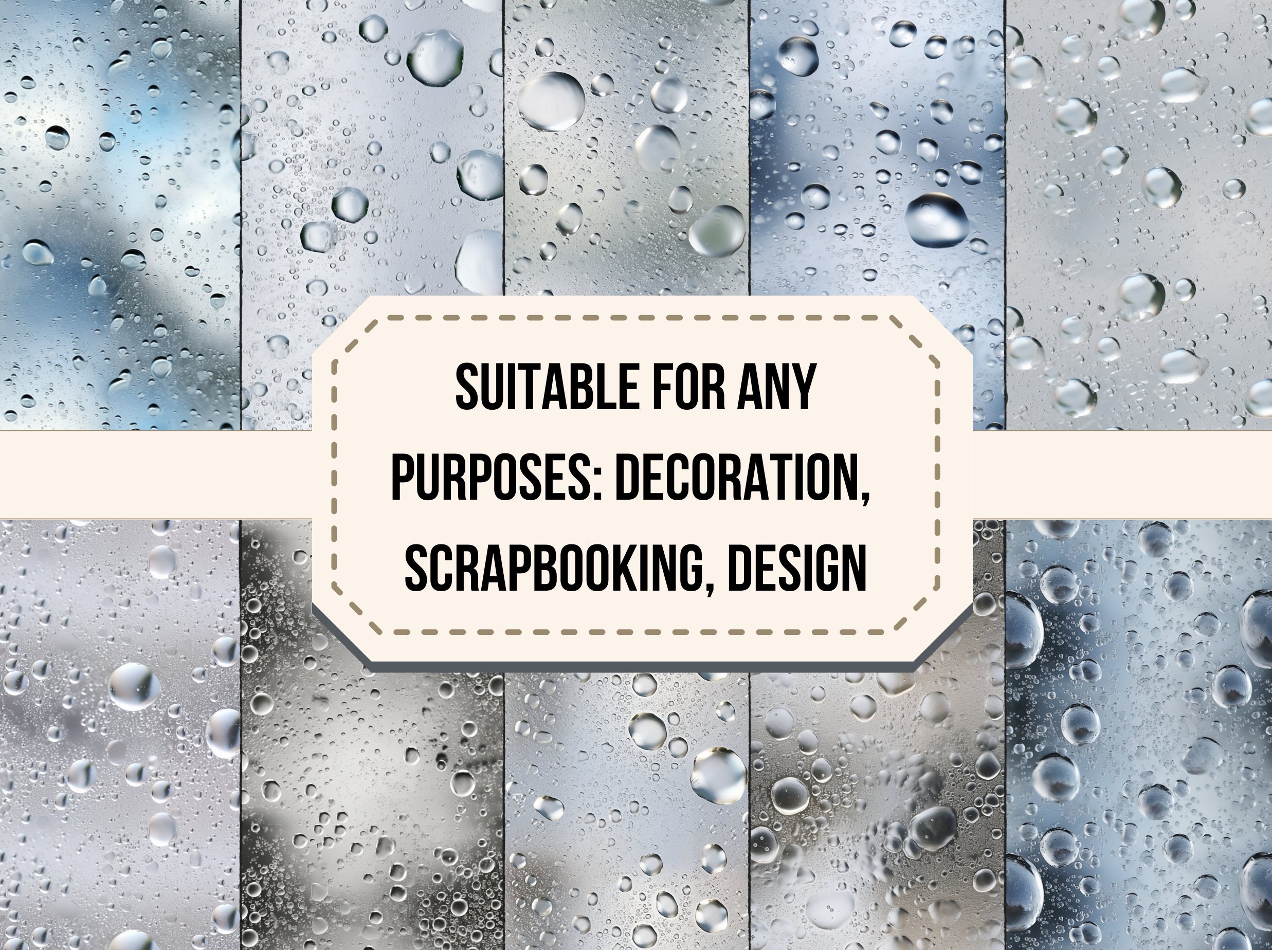 50 Water Drops Textures Digital Paper Pack, Raindrops Digital Texture ...