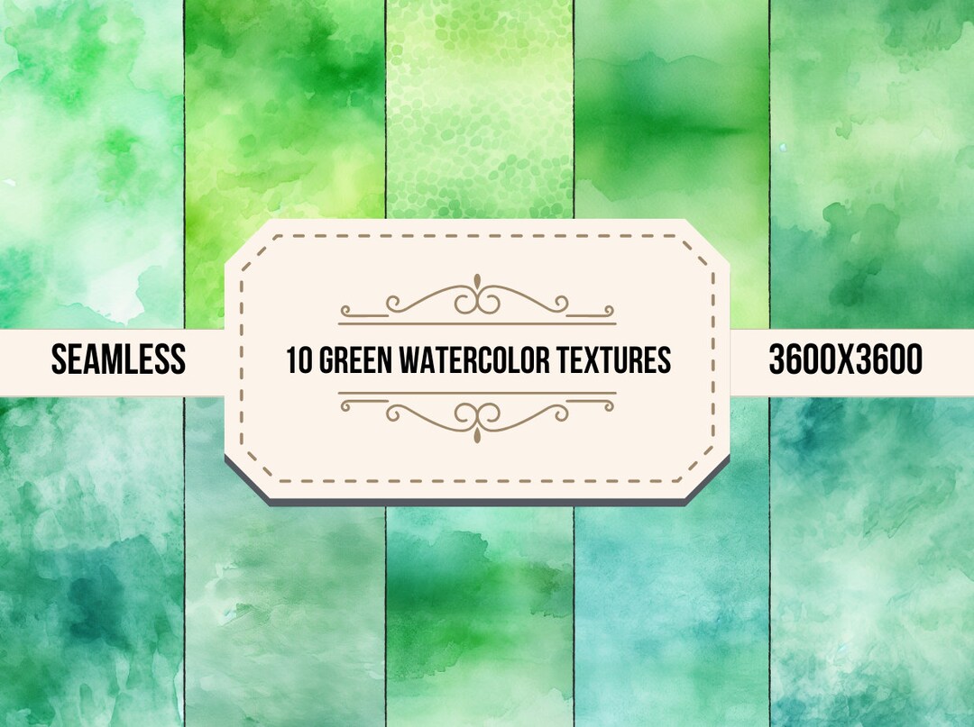 Green Watercolor Textures Pack, Watercolor Paper Seamless Pattern ...