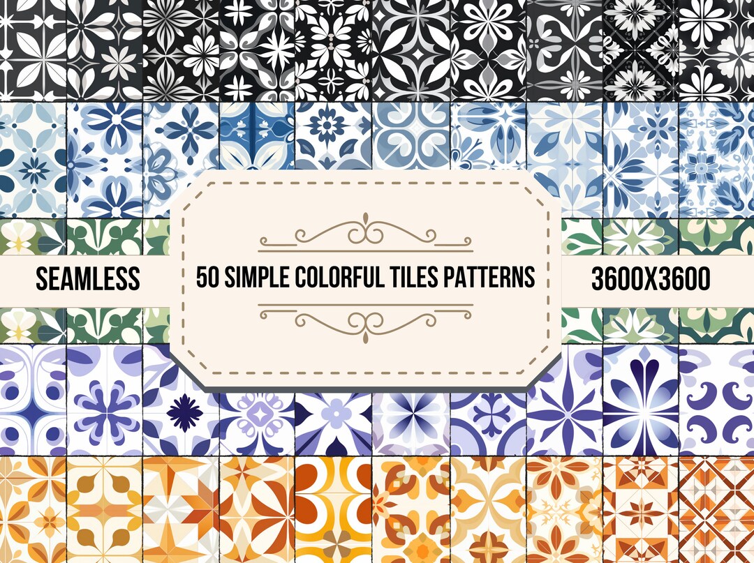 50 Simple Ceramic Tiles Digital Textures Bundle, Seamless Ceramic Tile ...
