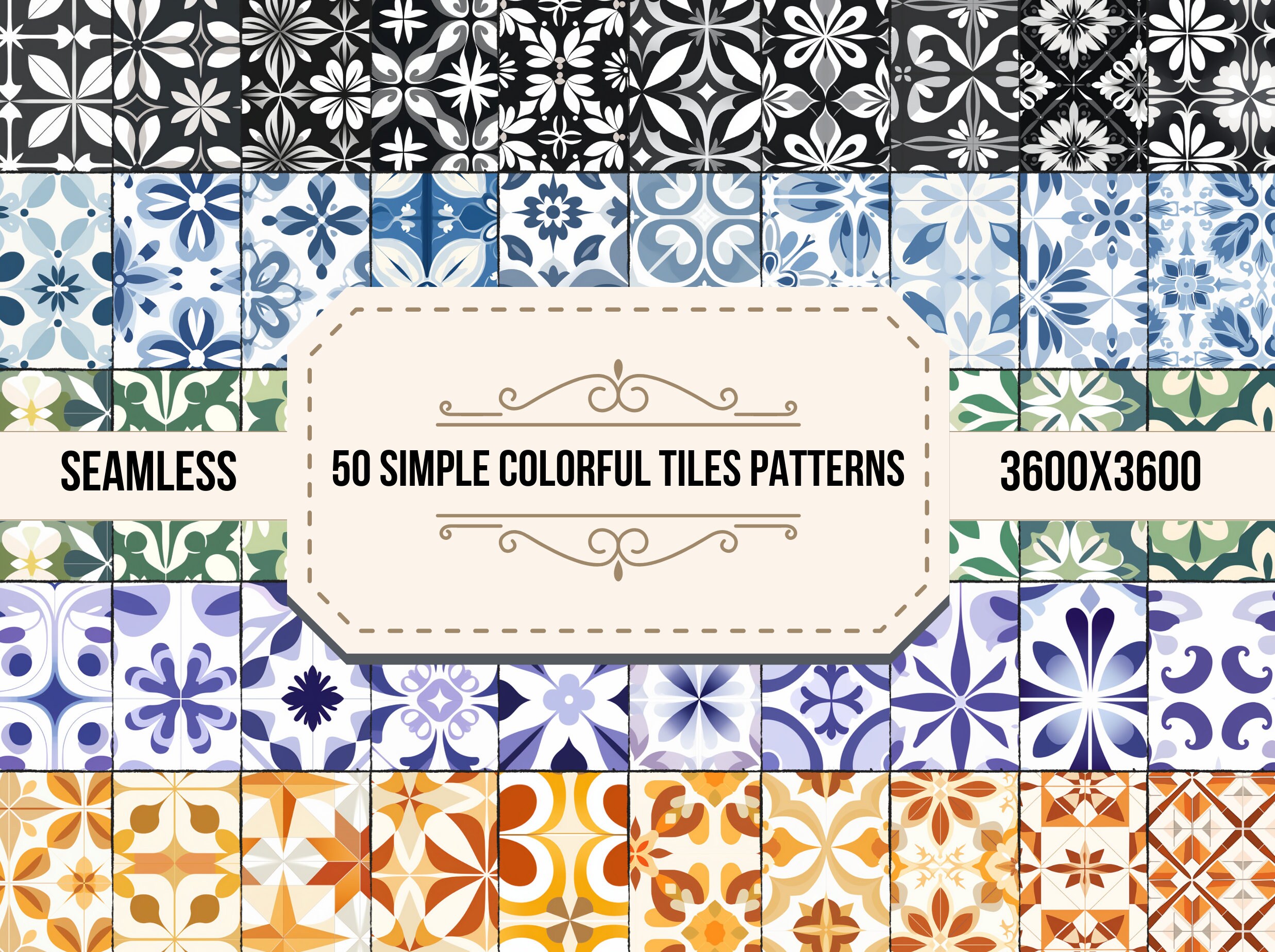 50 Simple Ceramic Tiles Digital Textures Bundle, Seamless Ceramic Tile ...